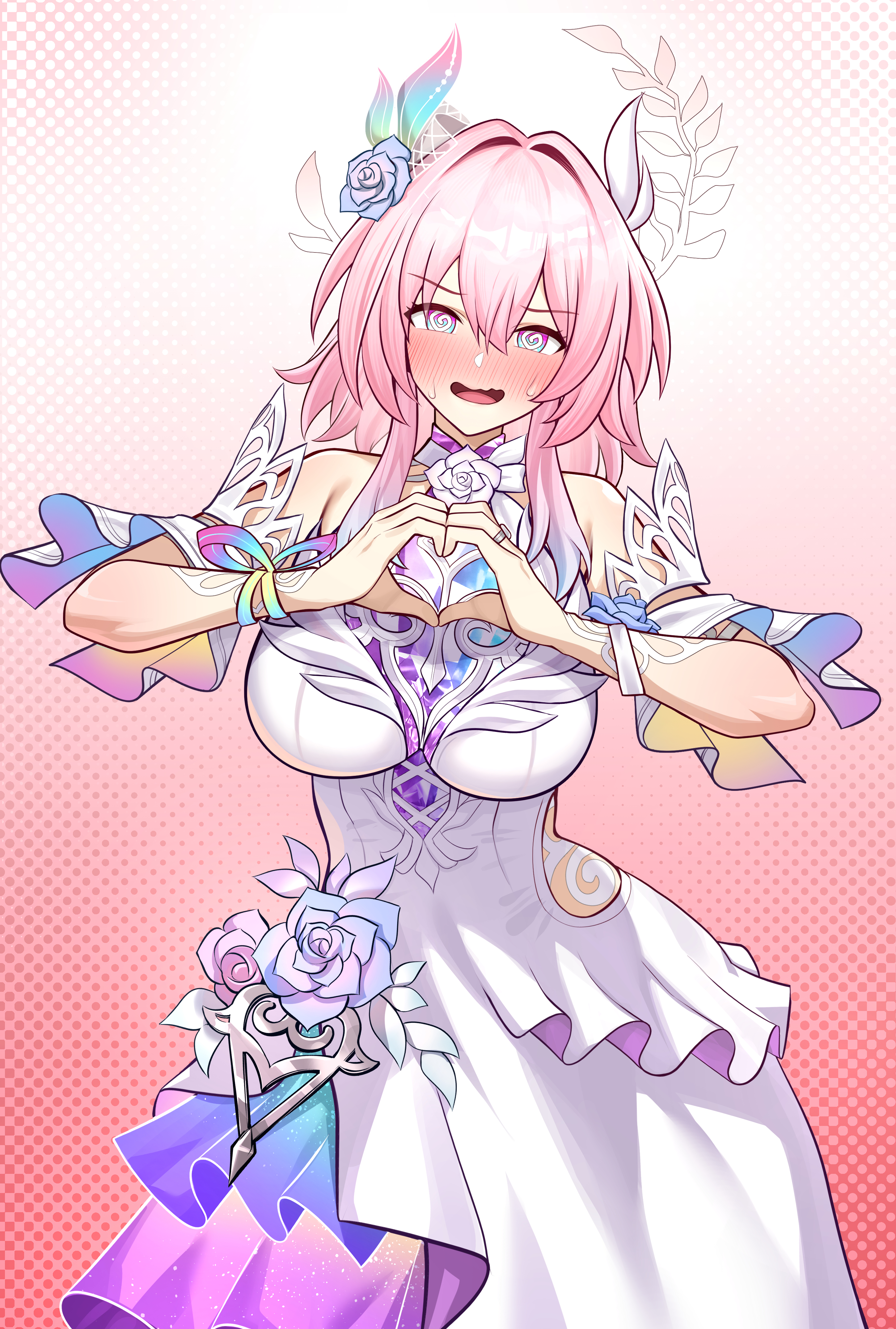 BBooru - @ @ absurdres alternate breast size (larger) bare shoulders ...