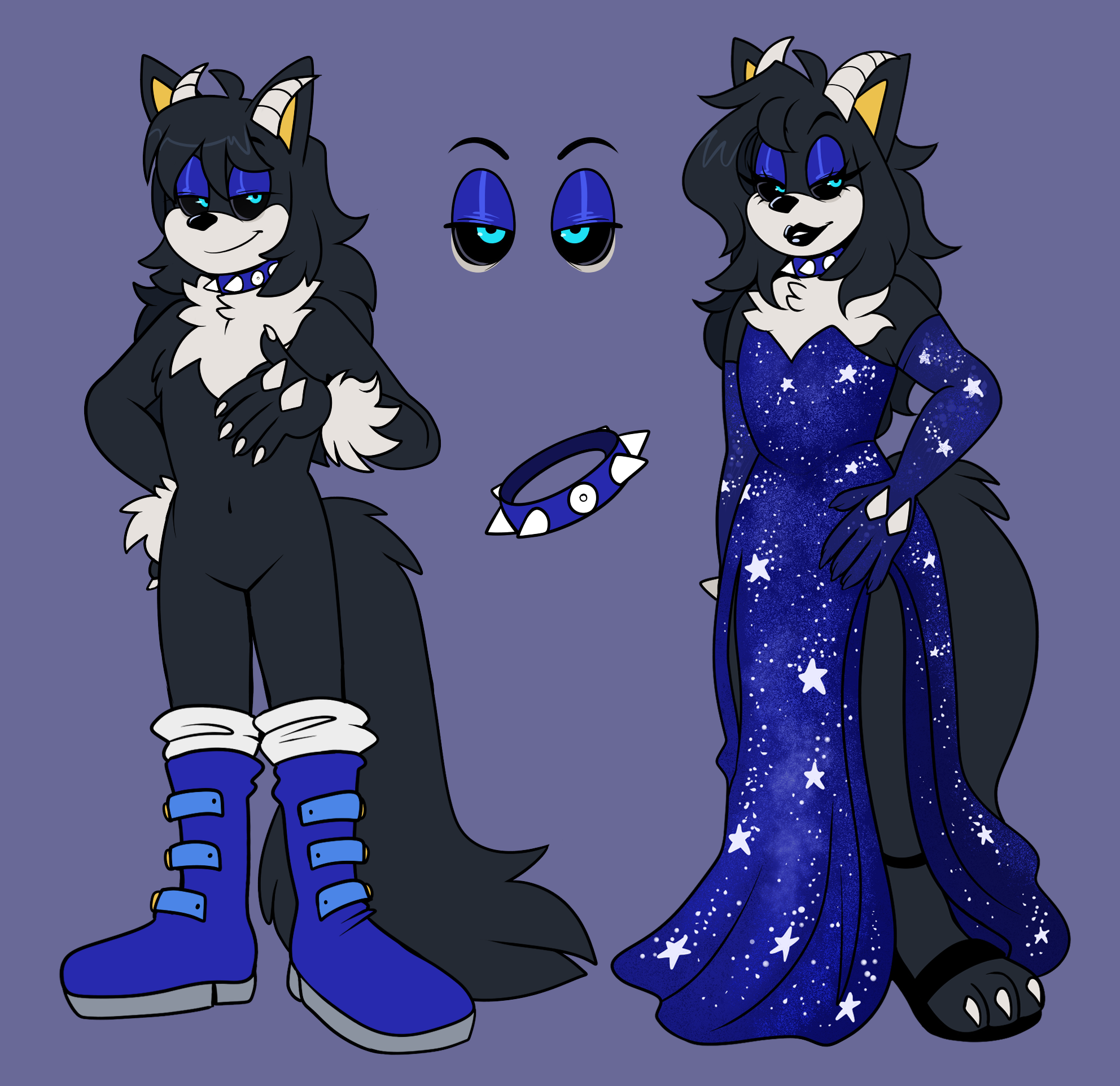 BBooru - 2023 2 horns 3 toes 5 fingers anthro armwear bangs beastofeuthanasia bent arm black ...