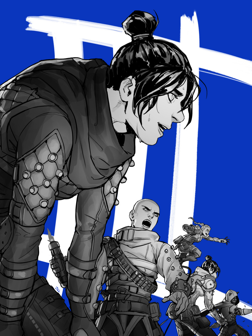 BBooru - 5girls absurdres airborne apex legends bald bald girl blue ...