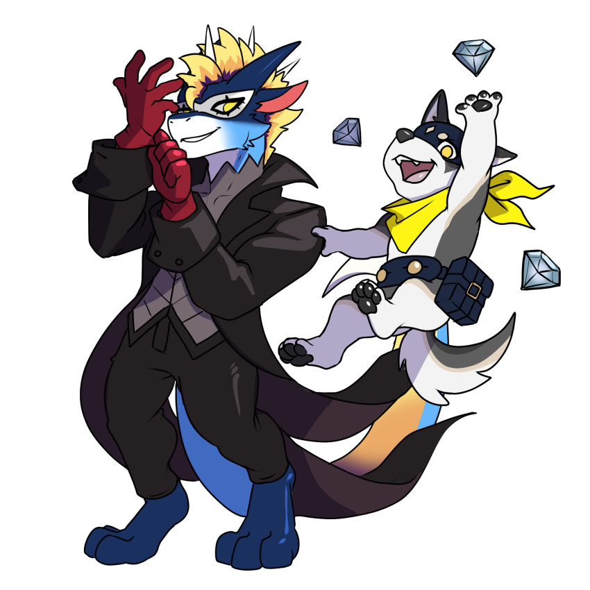 BBooru - 1:1 2022 anthro canid canine canis domestic cat dragon duo ...