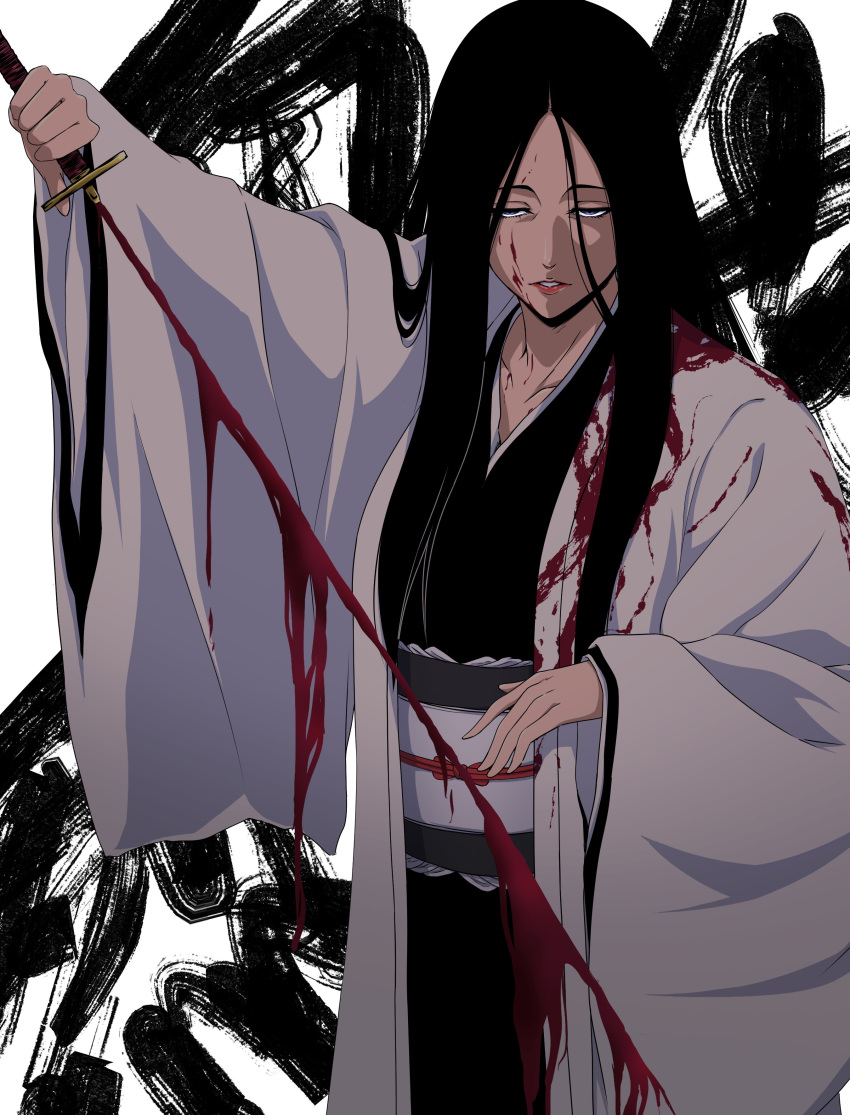 BBooru - absurdres arm up bankai black hair black kimono bleach bleach ...