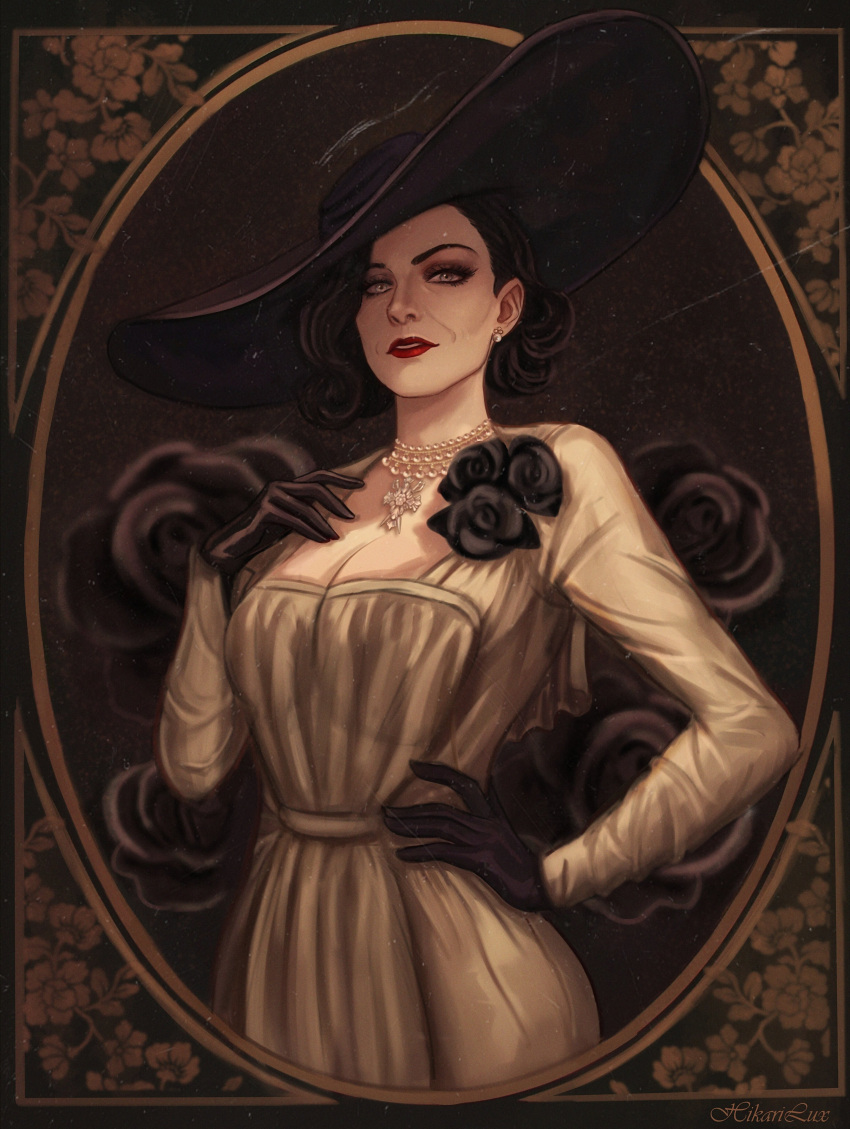 BBooru - absurdres alcina dimitrescu artist name black flower black ...