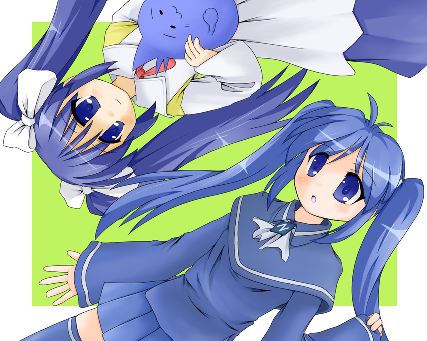 BBooru - 2girls blue eyes blue hair commentary request crossover hair ...