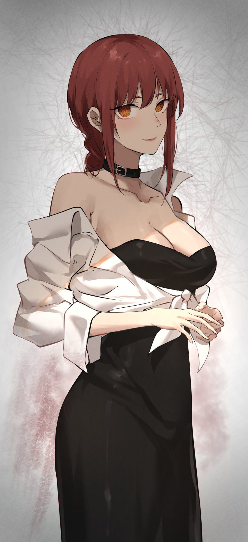 BBooru - absurdres black choker black dress braid braided ponytail breasts chainsaw man choker ...