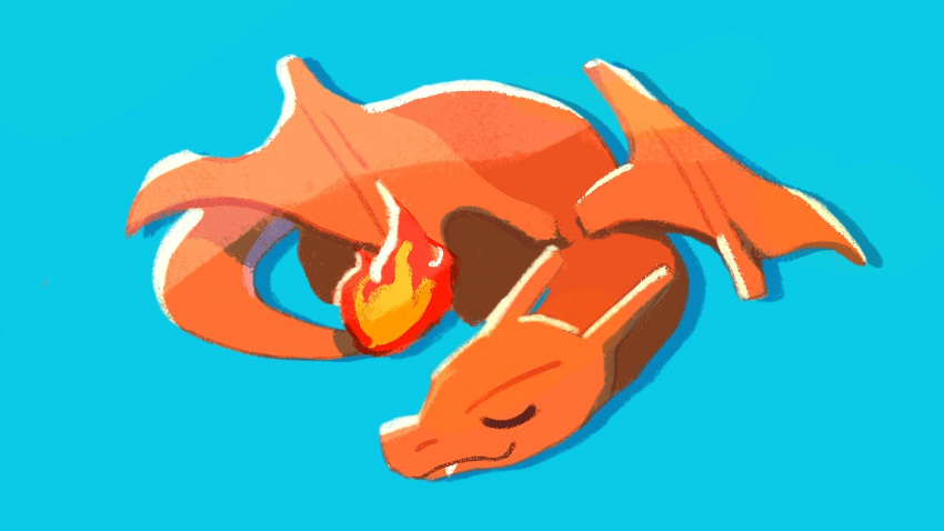 BBooru - blue background charizard closed eyes closed mouth commentary ...