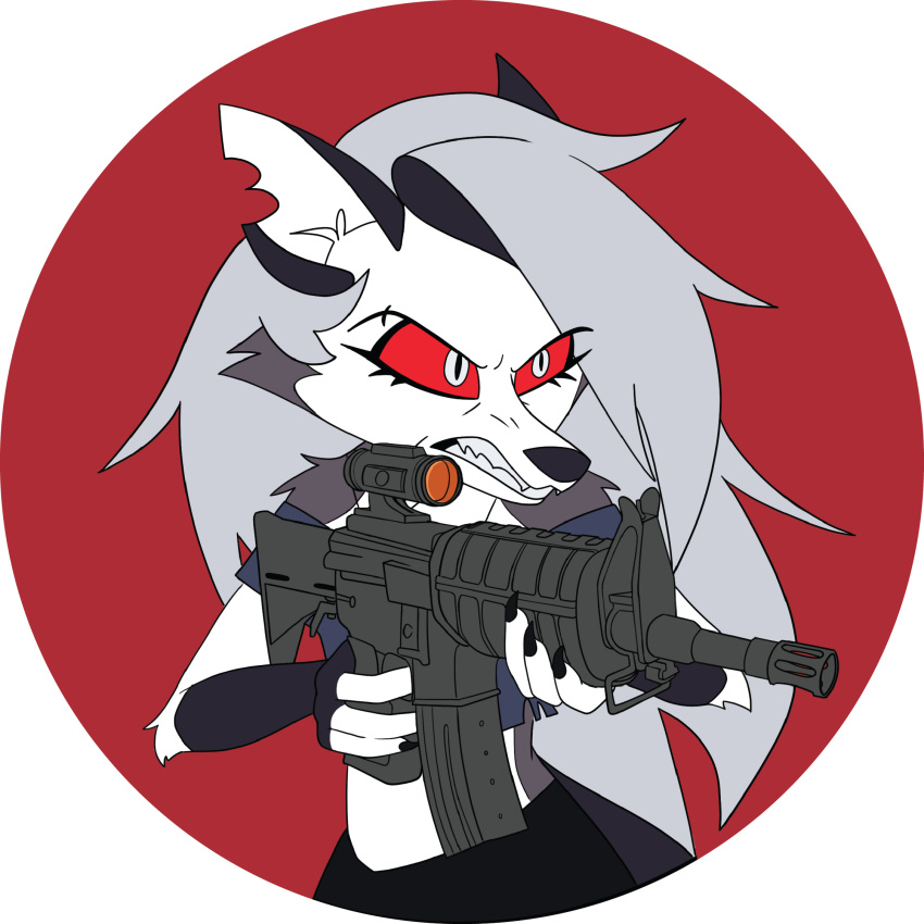 BBooru - aceshellshocked aiming weapon angry anthro assault rifle bared ...