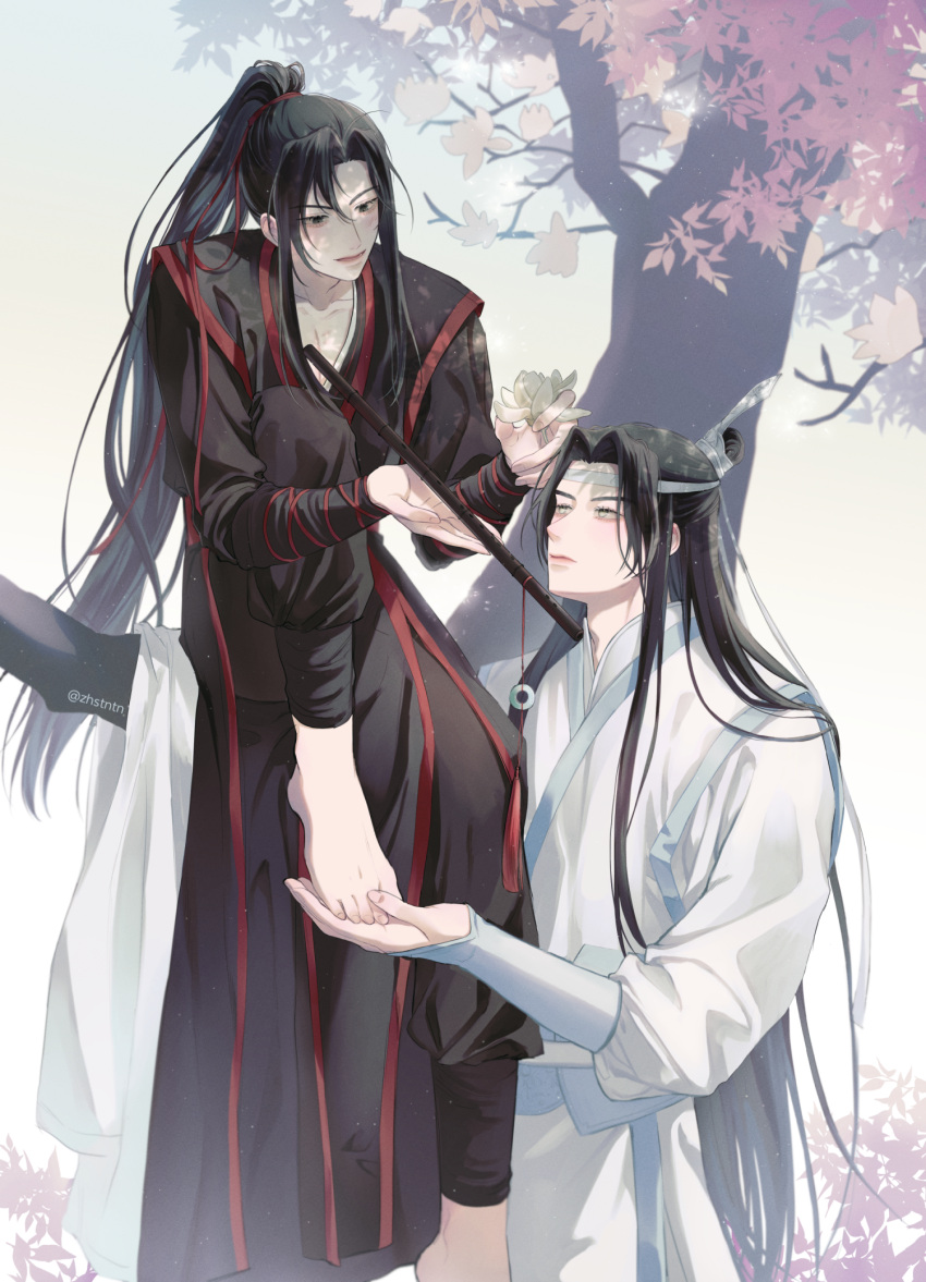 BBooru - 2boys ahoge barefoot bishounen black eyes black hair black ...