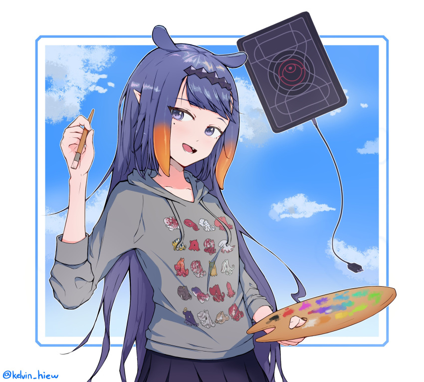 BBooru - ao-chan (ninomae ina'nis) black skirt blunt bangs cloud ...