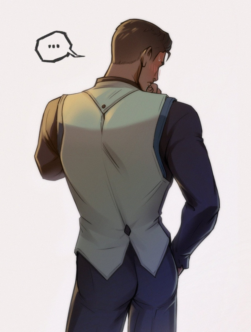 BBooru - ... 1boy arcane jayce arm up ass ass focus black shirt blue ...