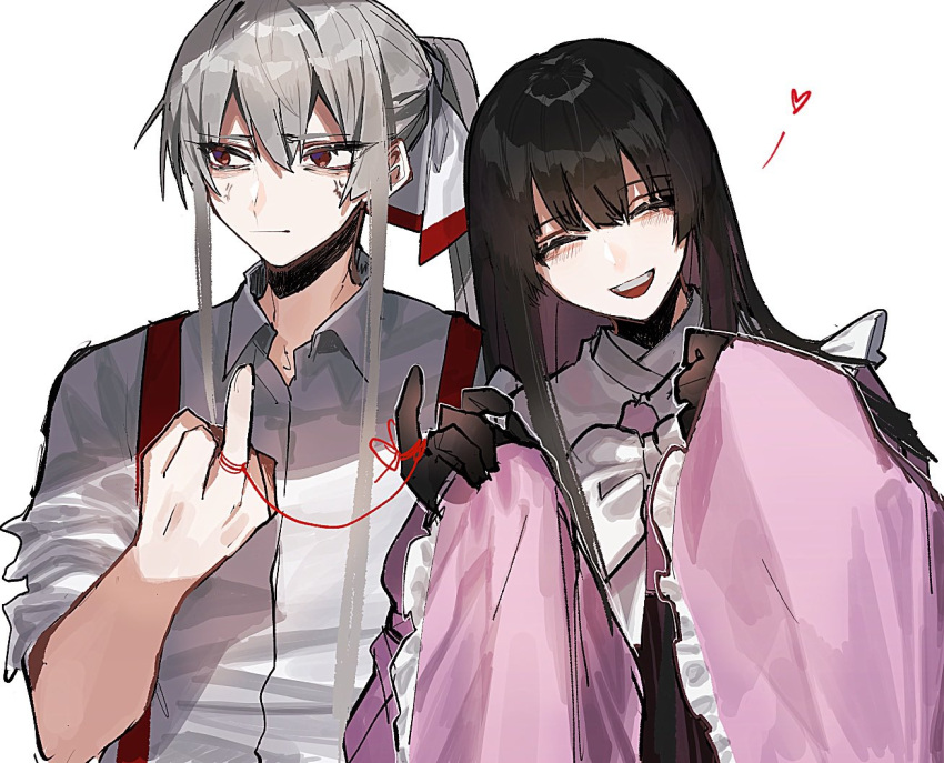 BBooru - 2girls anger vein black hair blunt bangs blush bow bowtie ...