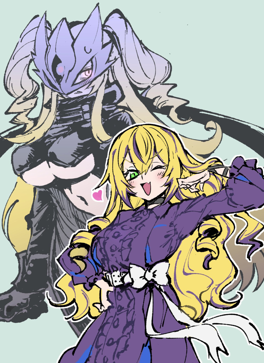 BBooru - 2girls alternate hairstyle beelstarmon black coat black shirt ...