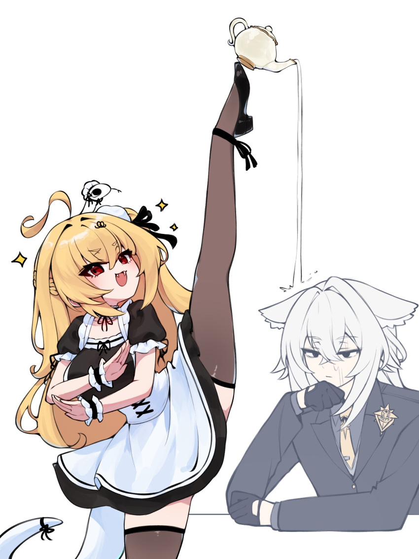 BBooru - 1boy ahoge animal ears black dress black gloves black jacket ...