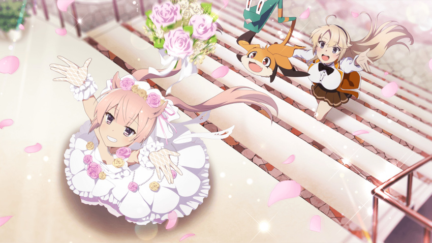 Bbooru 2girls D Ahoge Black Hairband Blonde Hair Blue Eyes Bouquet