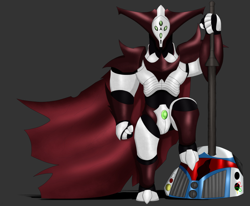 BBooru - 4 eyes absurd res alien armor battle damage biopunk blue metal ...