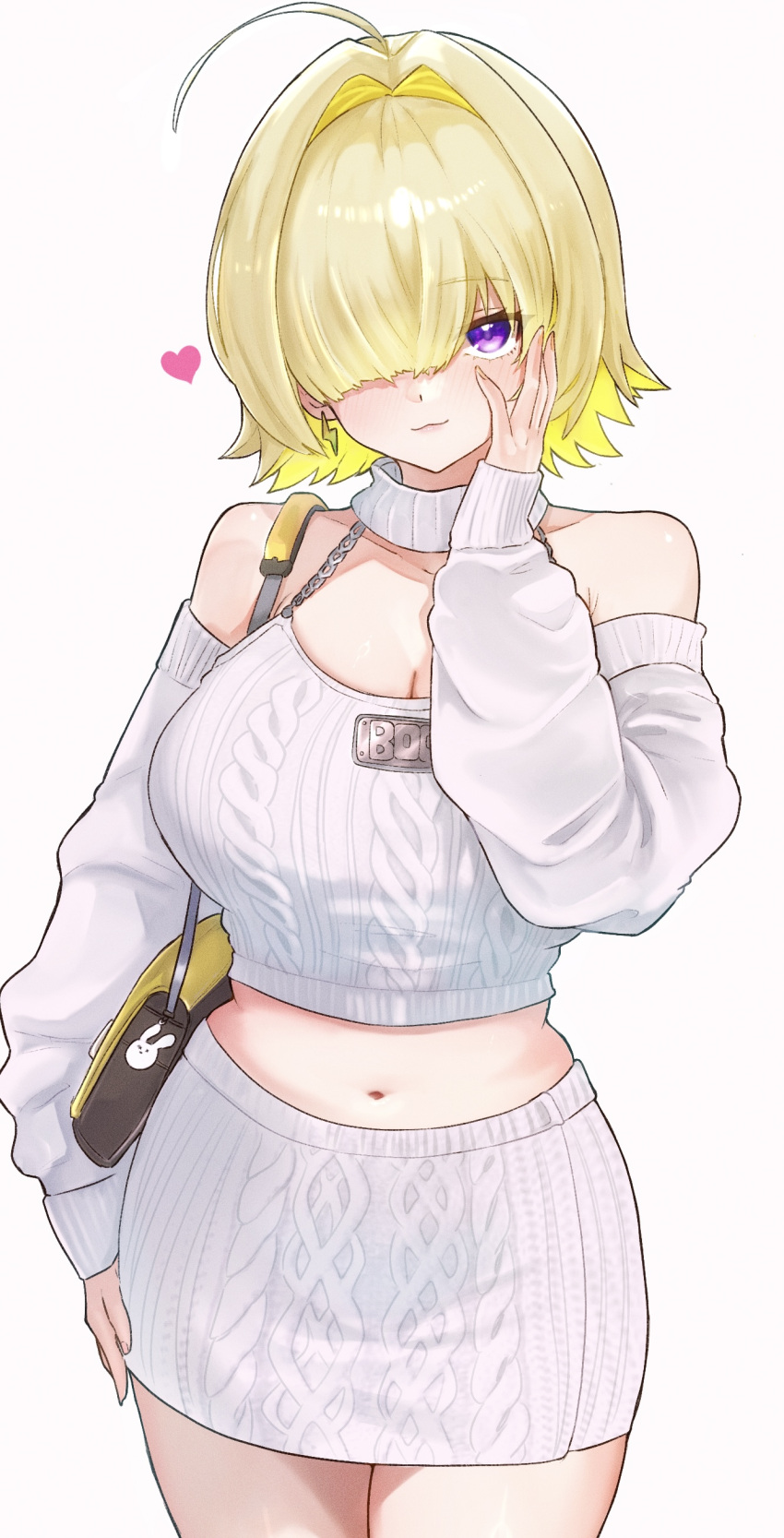 BBooru - absurdres ahoge alternate costume bag blonde hair blush ...